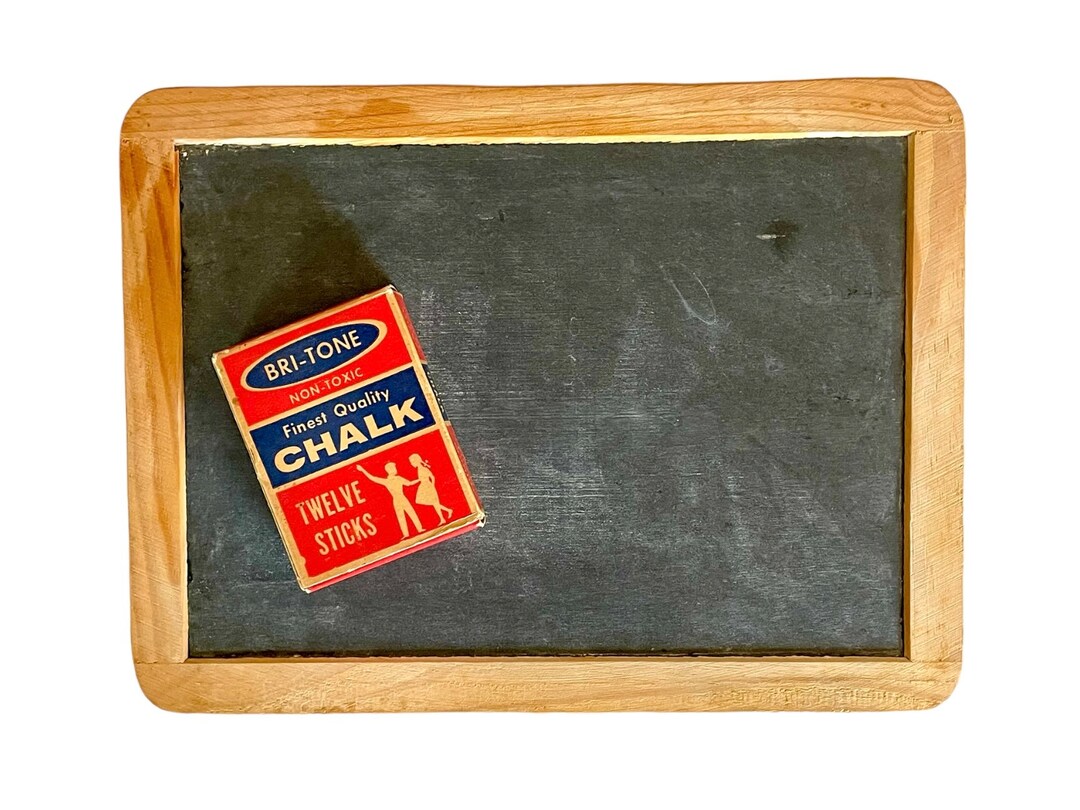 Vintage Small 11-3/4 X 8-3/4 CHALK BOARD With Bri-tone Chalk STICKS ...