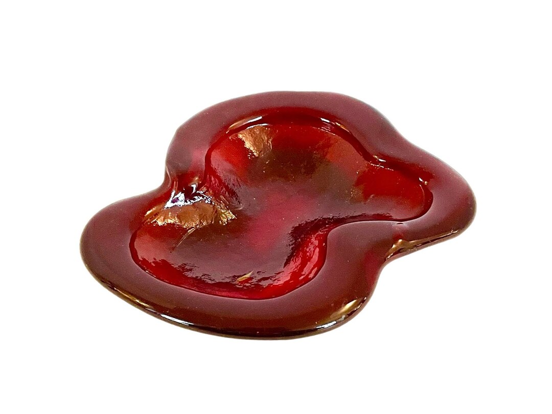 Mid Century Cool BLENKO Ruby Red Heavy GLASS Trinket DISH / Very Good ...