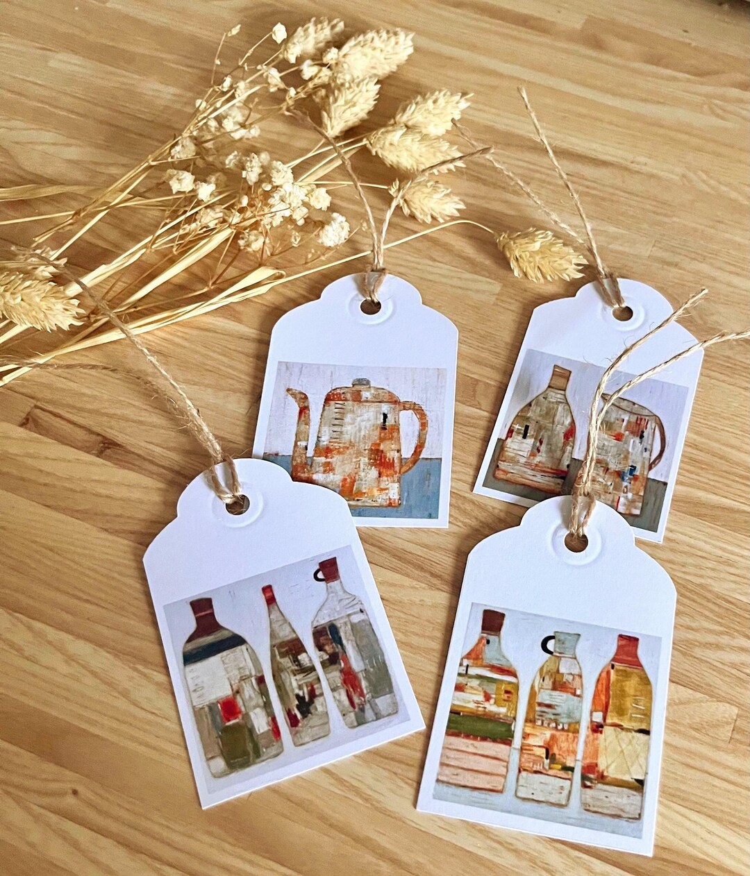 Still Life Art Gift Tags / Gift Labels: Semi-abstract Bottles, Jugs ...