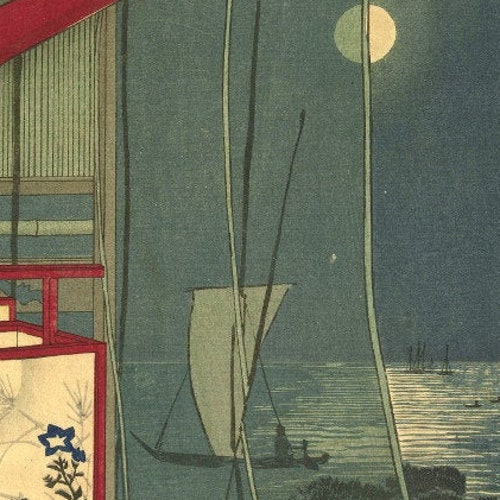 Japanese Art Print the Moon at Shinagawa by - Etsy