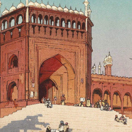 Japanese Art Print jami Masjid Delhi From the - Etsy