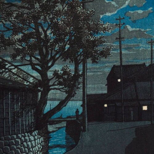 Japanese Art Print starry Night at Miyajima by - Etsy