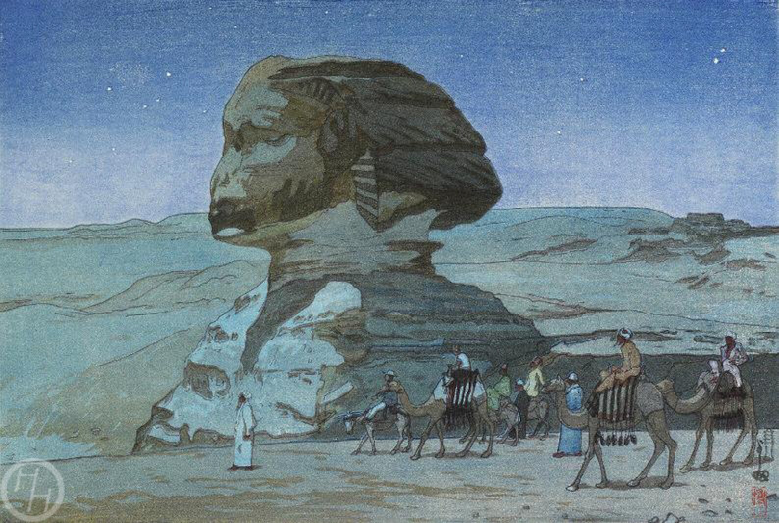Japanese Art Print the Sphinx at Night From the | Etsy