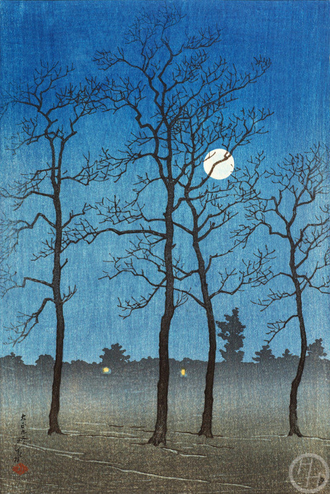 Japanese Art Print "winter Moonlight (toyamanohara)" by Kawase Hasui ...