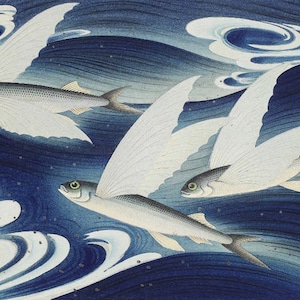 Japanese Art Print "flying Fish" by Ono Bakufu, Woodblock, Giclée ...