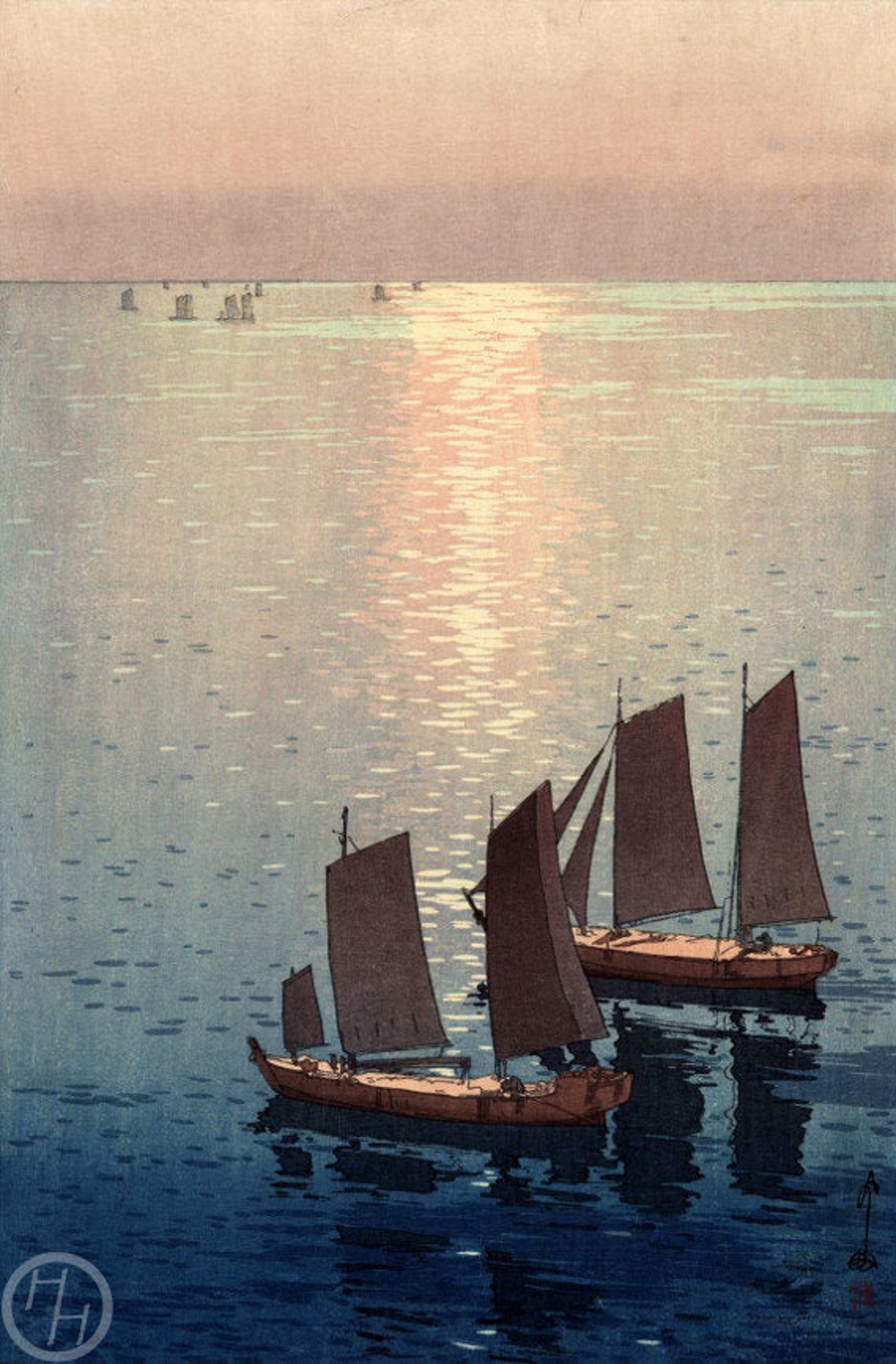 Japanese Art Print the Sparkling Sea by Yoshida | Etsy