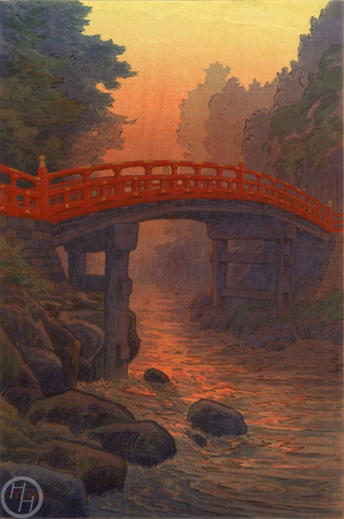 Japanese Art Print "sacred Bridge" by Yuhan Ito, Woodblock, Giclée ...