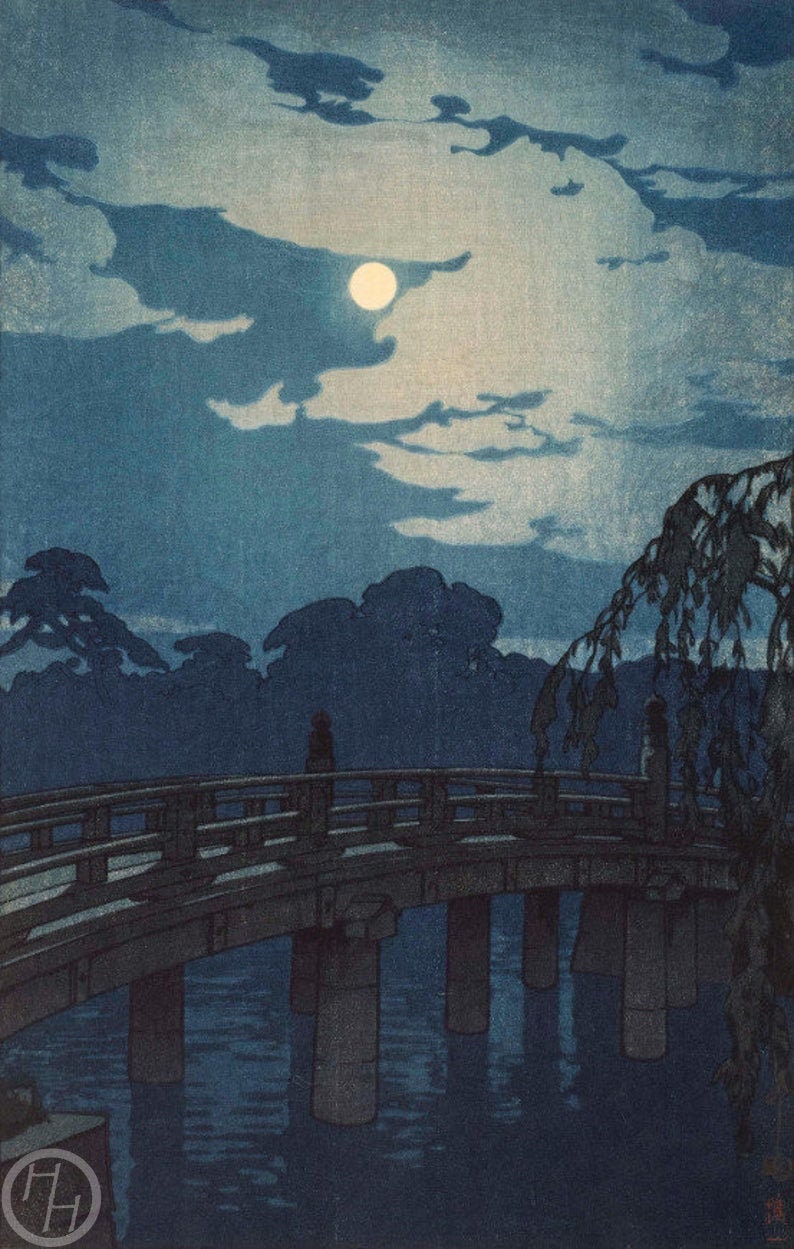 Japanese Art Print "hirakawa Bridge" by Yoshida Hiroshi, Woodblock ...