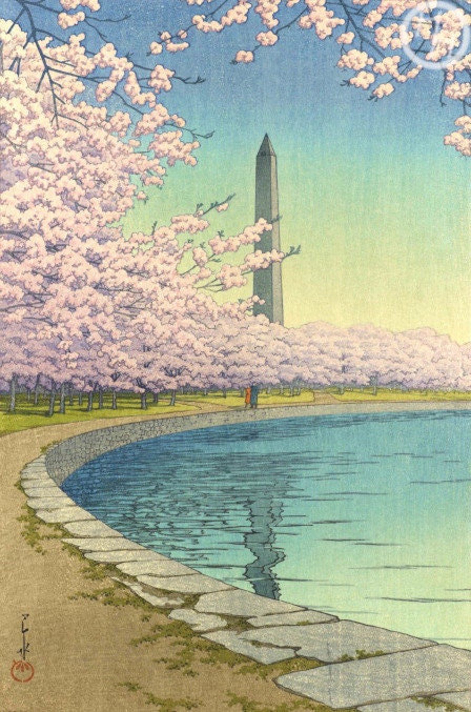 Japanese Art Print washington Monument by Kawase - Etsy