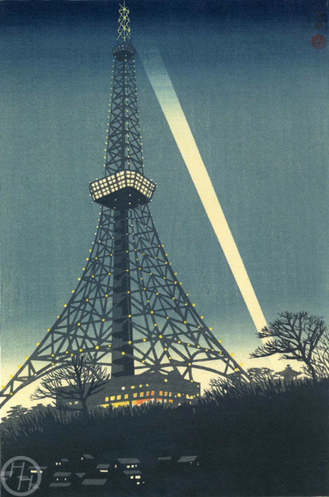 Japanese Art Print "tokyo Tower" by Kasamatsu Shiro, Woodblock, Giclée ...