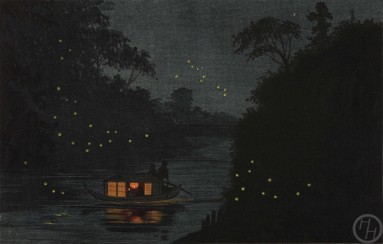 Japanese Art Print "fireflies at Ochanomizu" by Kobayashi Kiyochika ...