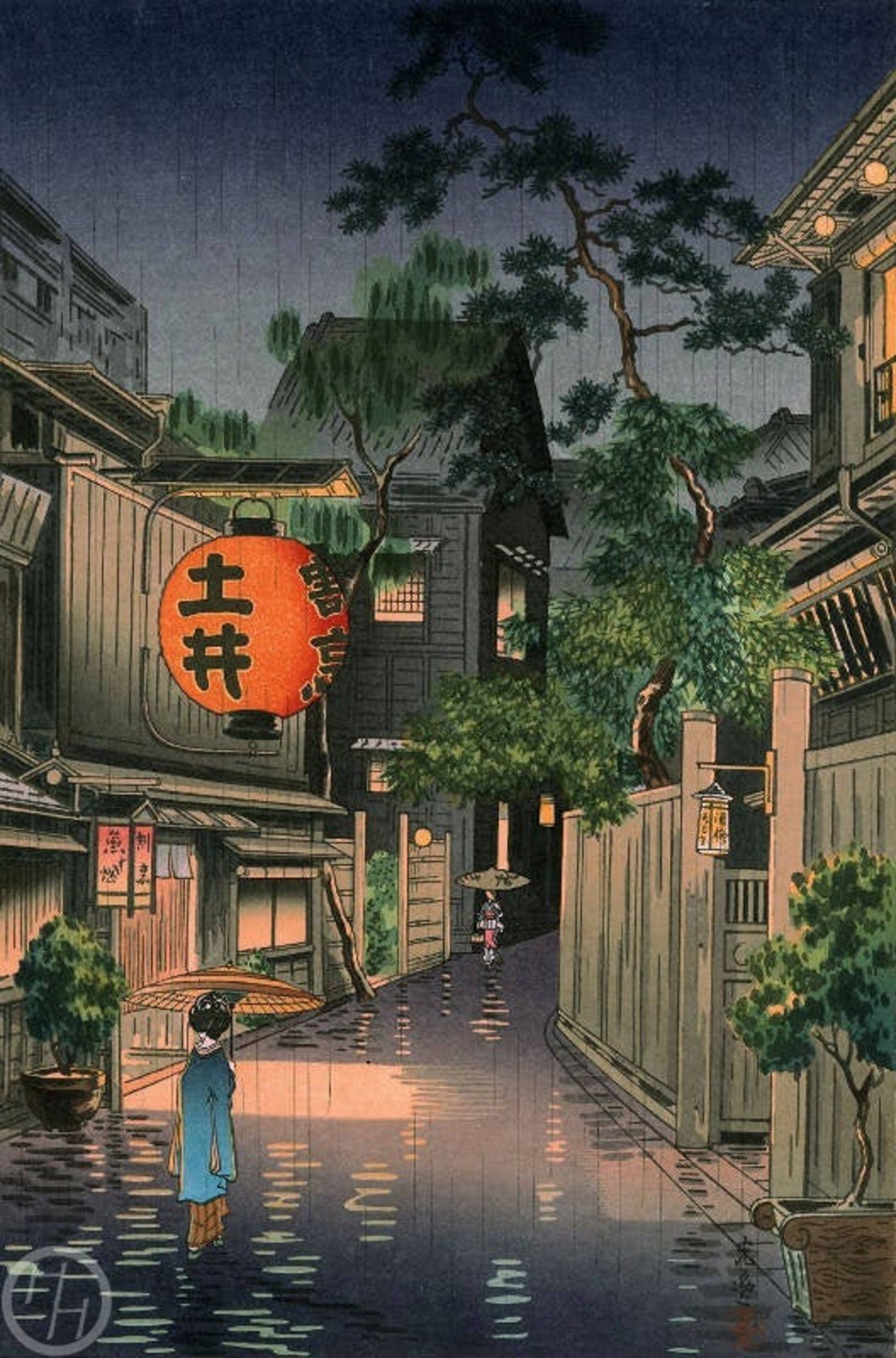 Japanese Art Print evening at Ushigome by Tsuchiya - Etsy