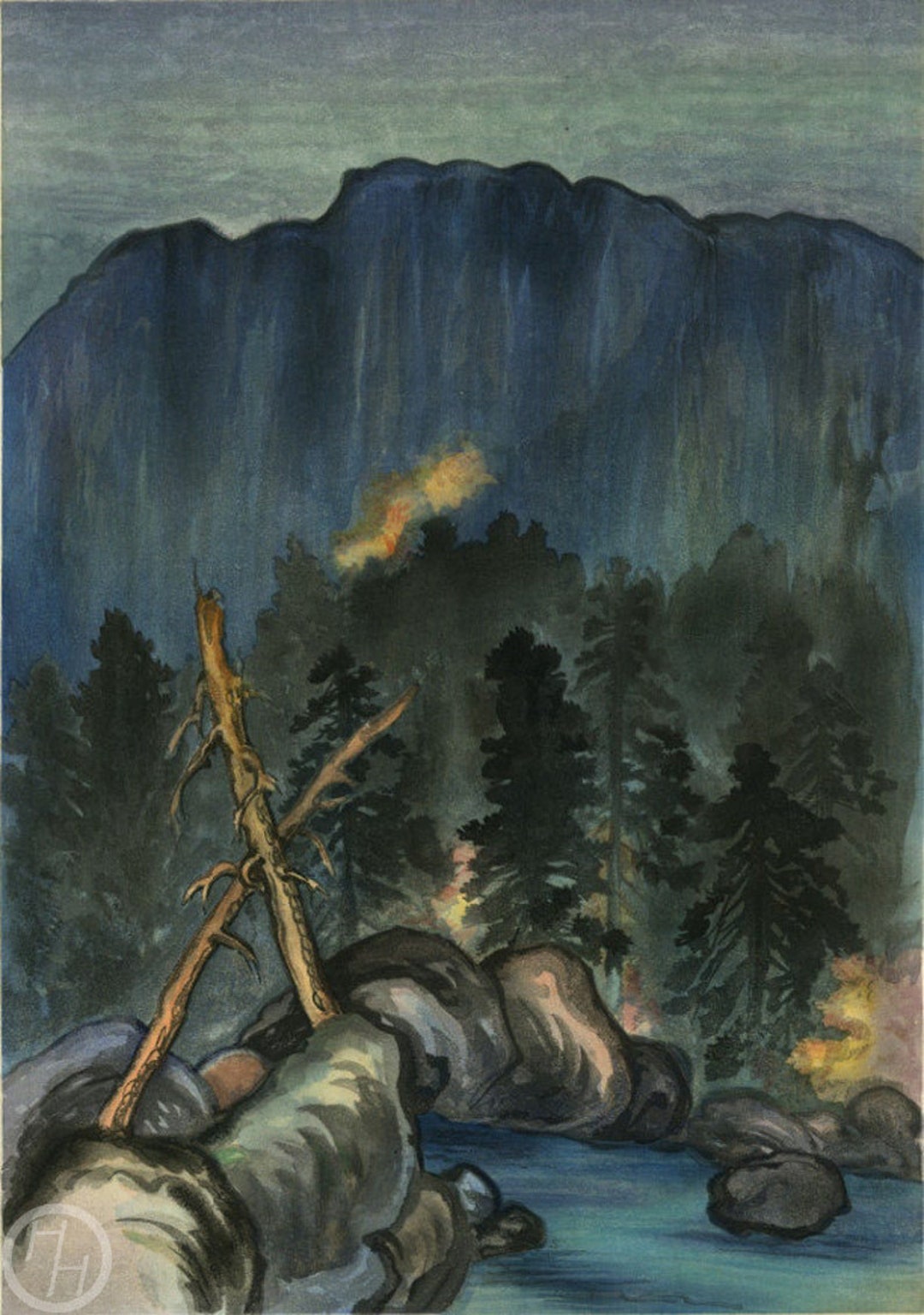 Japanese Art Print "entrance of Merced River, Yosemite" by Obata Chiura ...