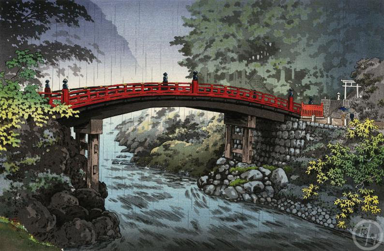 Japanese Art Print nikko Sacred Bridge by Tsuchiya - Etsy
