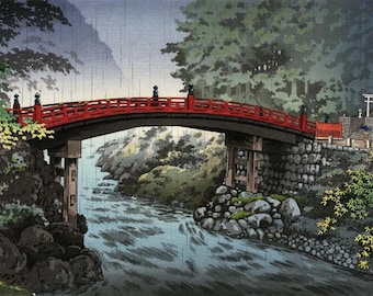 Japanese Art Print nikko Sacred Bridge by Tsuchiya - Etsy