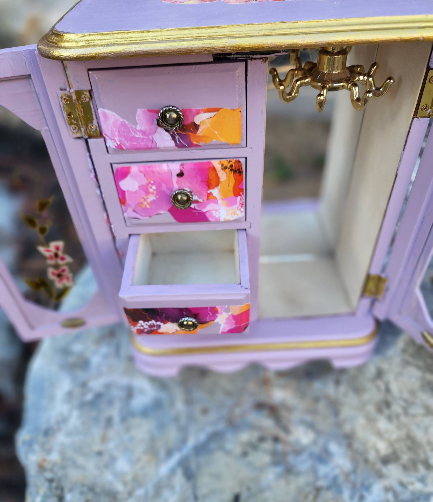 Upcycled Vintage Wood Jewelry Armoire Girls Women Box / Shabby - Etsy