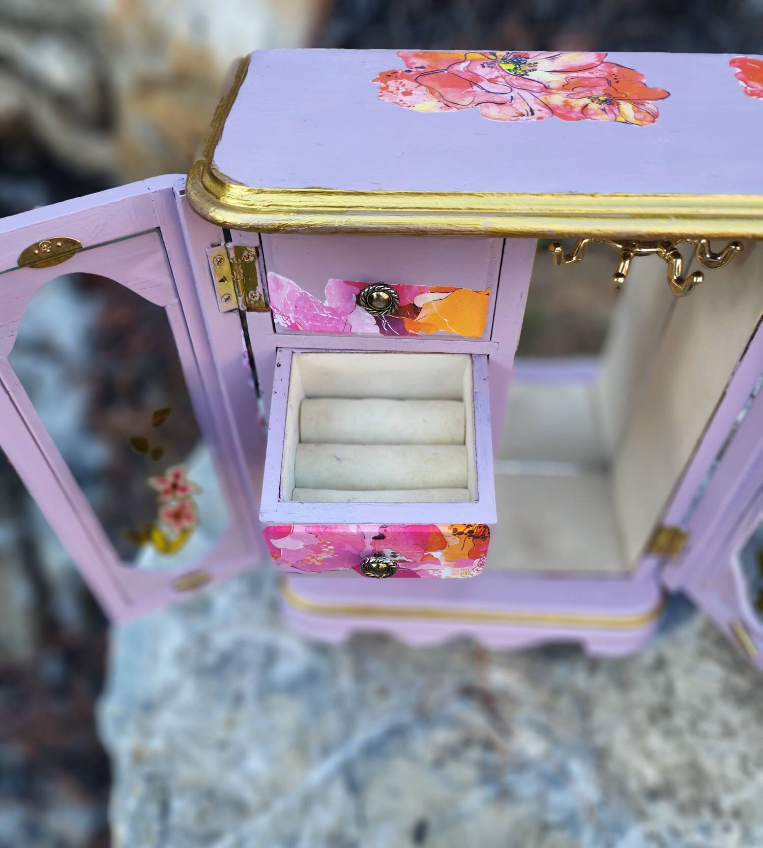 Upcycled Vintage Wood Jewelry Armoire Girls Women Box / Shabby - Etsy