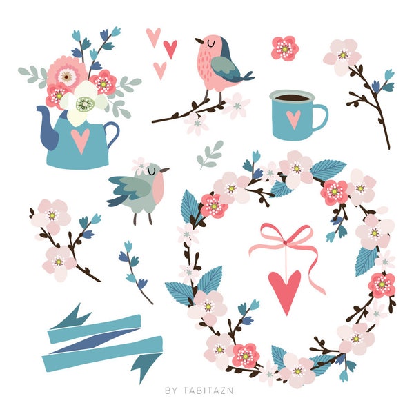 Spring Clipart - Etsy