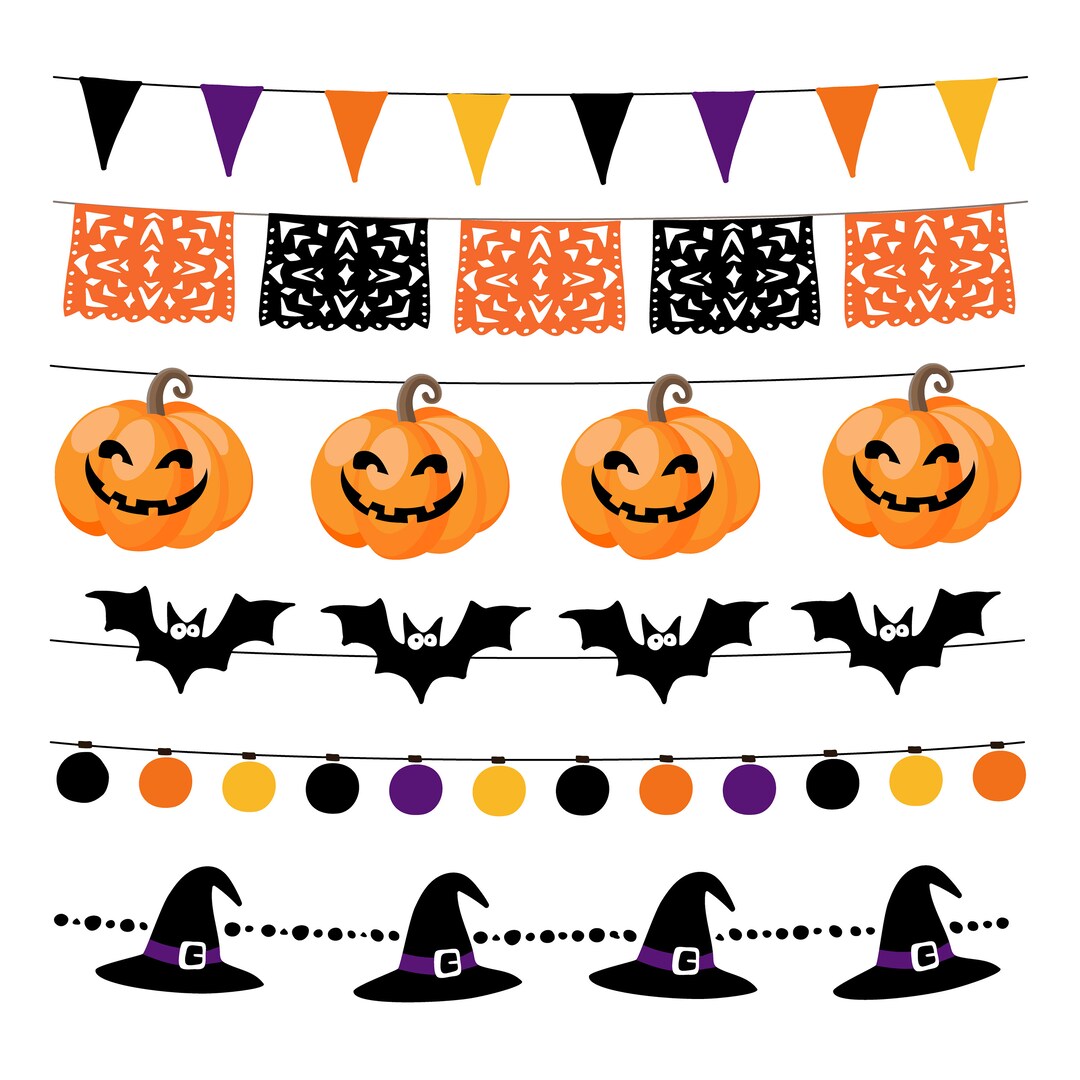 Bunting Clipart Set. Bunting Clip Art. Halloween Clipart. Autumn. Fall ...