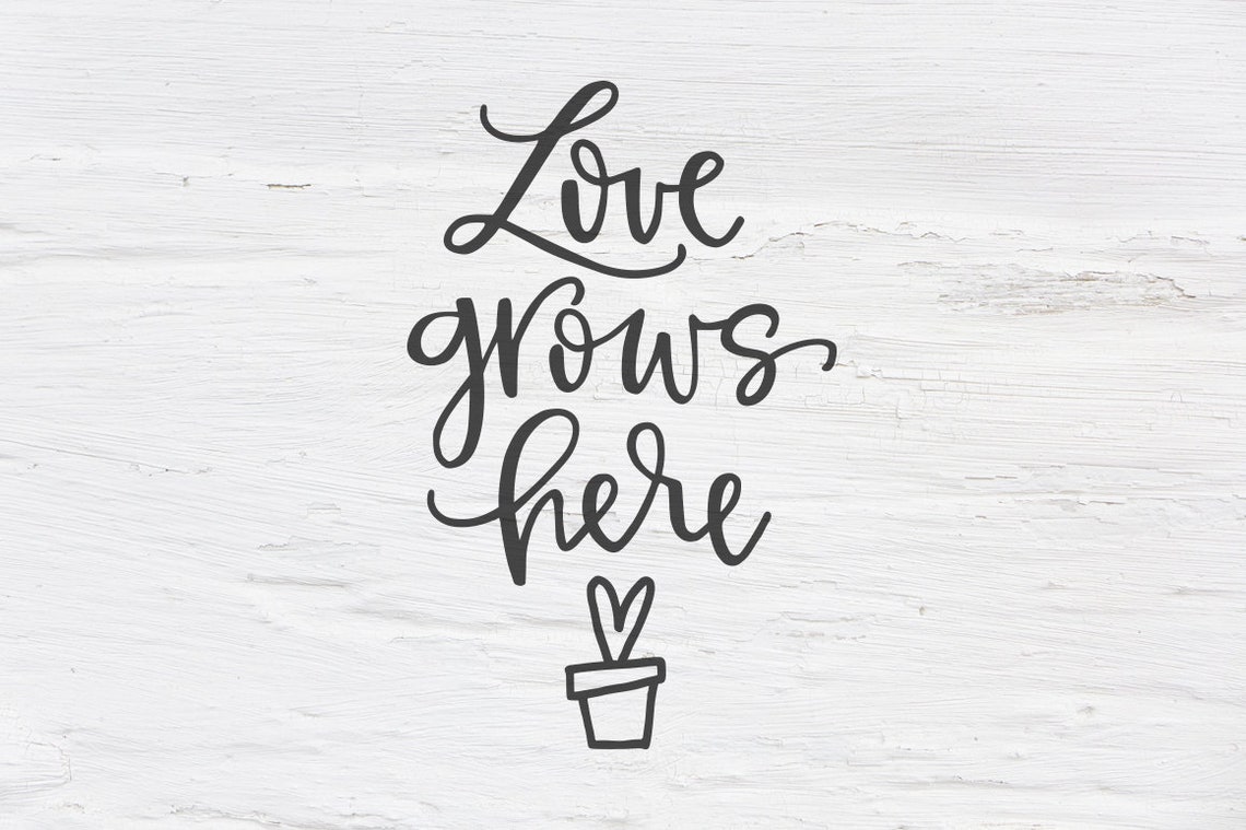 Love Grows Here Svg, Handlettered Svg, Love Cutfile, Cricut Design ...