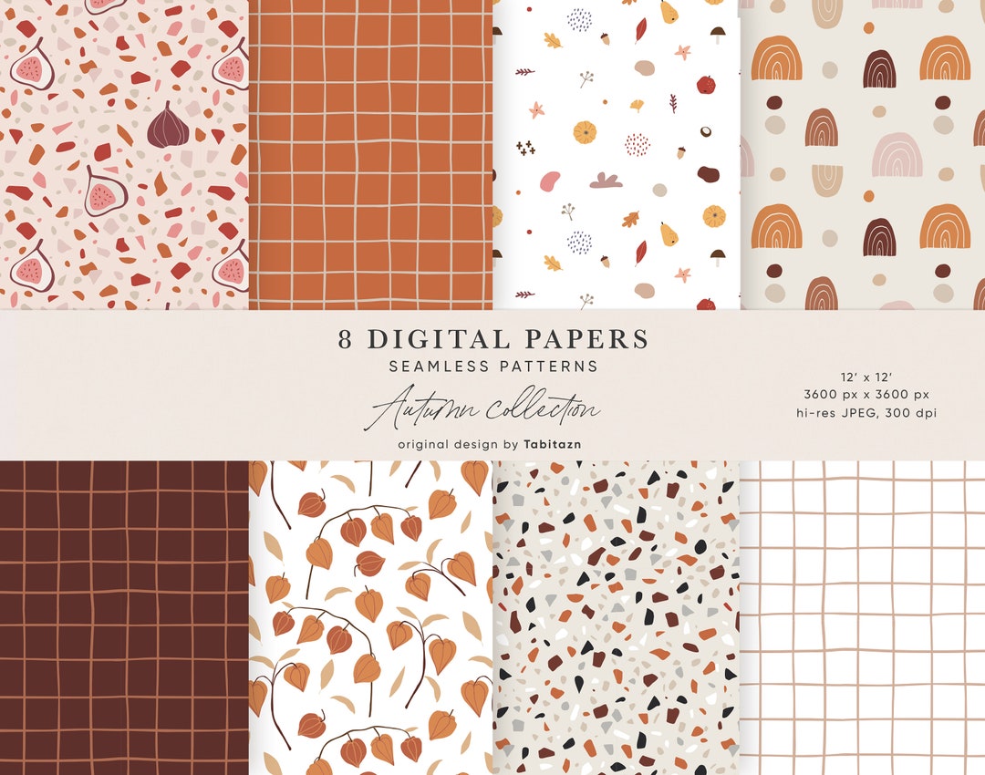 Elegant Autumn, Fall Digital Papers. Scrapbook Papers. Seamless ...