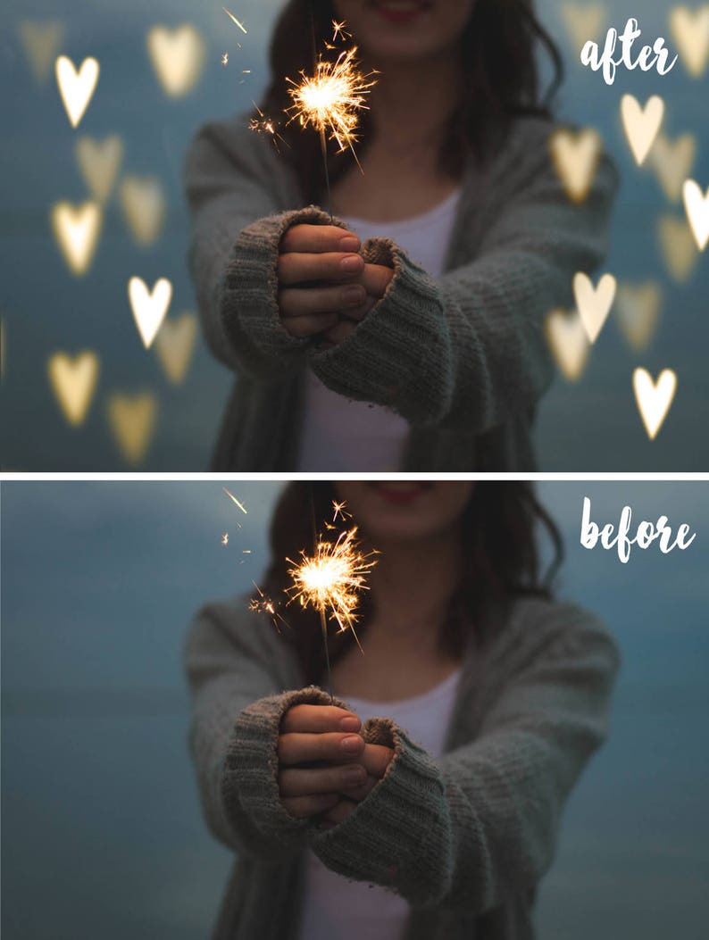 40 Hearts Overlays. Lights Effect Photo Overlays. Bokeh | Etsy