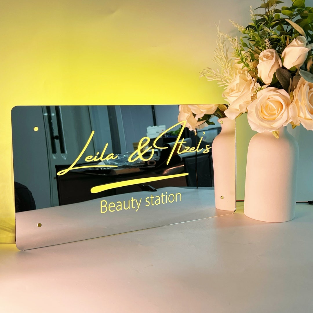 Personalized Couple Mirror Led Light With Name Custom Light up Mirror ...