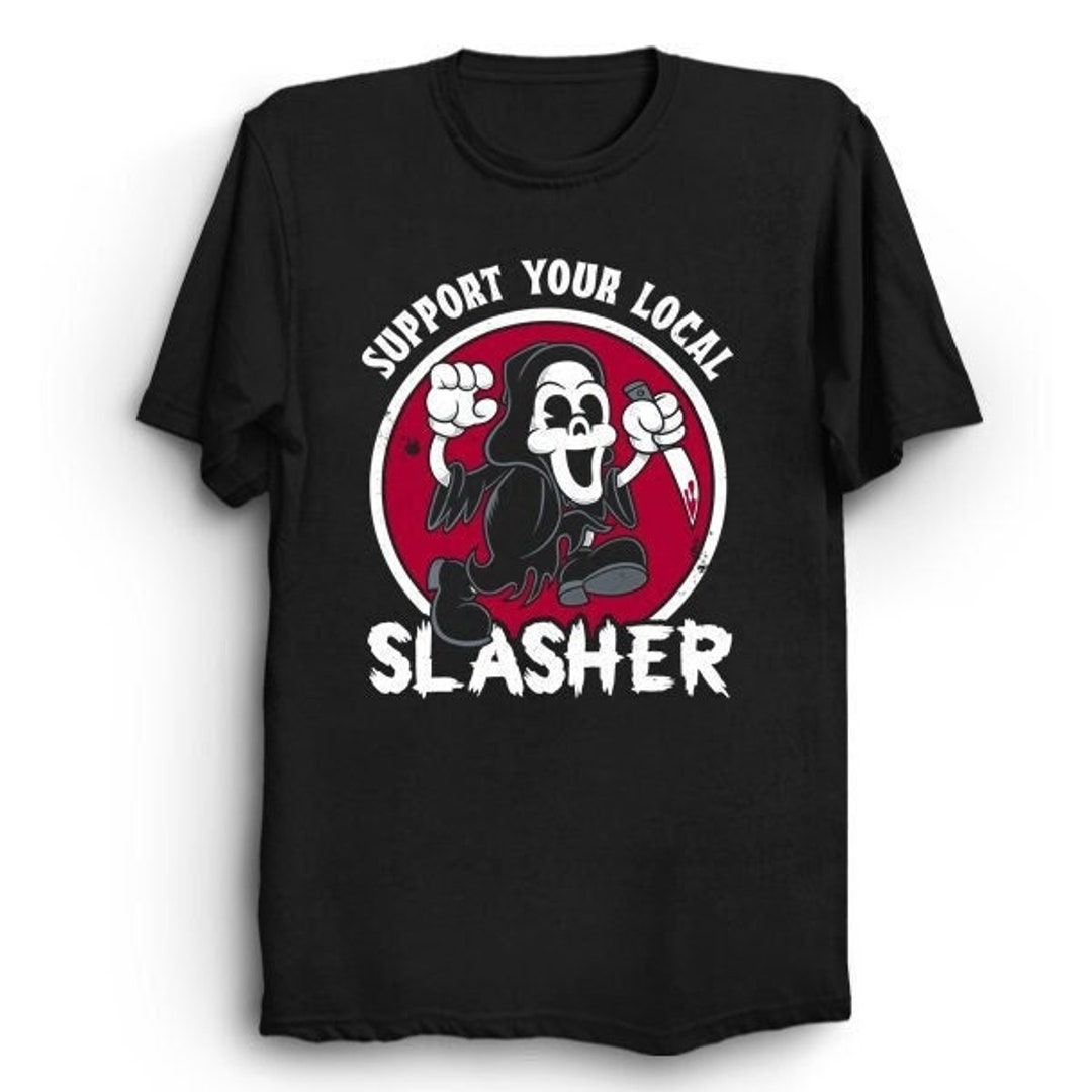 Support Your Local Slasher Creepy Cute Vintage Cartoon Horror Shirt ...