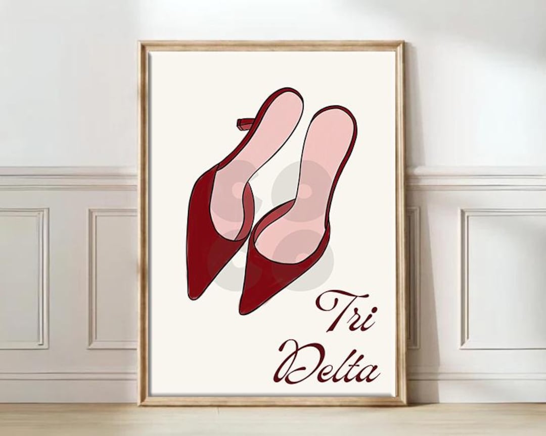 Tri Delta Kitten Heel Poster, Digital Wall Art, Sorority Print, Hand ...