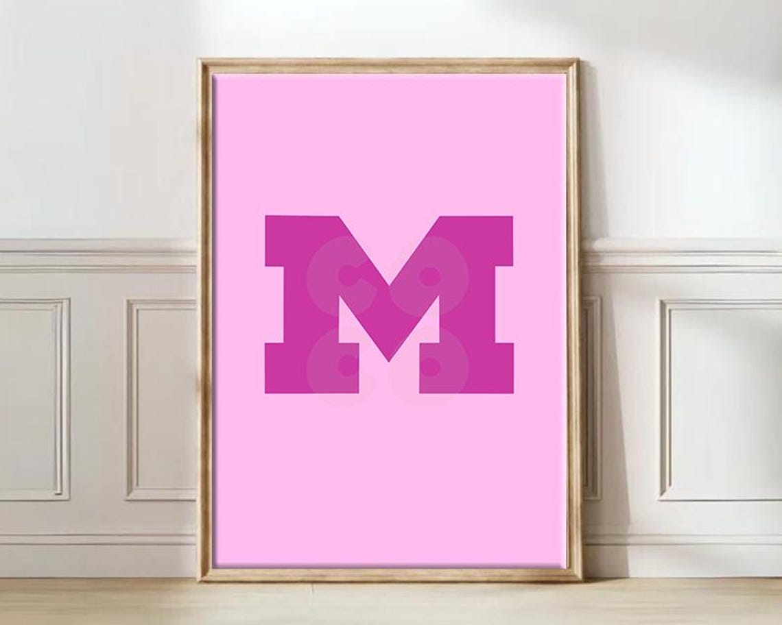 University of Michigan Pink Digital Prints (SET OF 2), Cute Ann Arbor ...