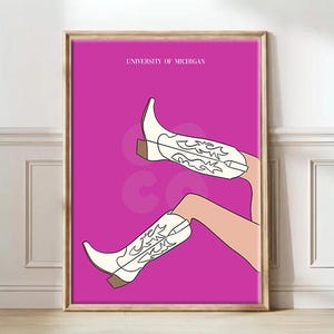 University of Michigan Pink Digital Prints (SET OF 2), Cute Ann Arbor ...