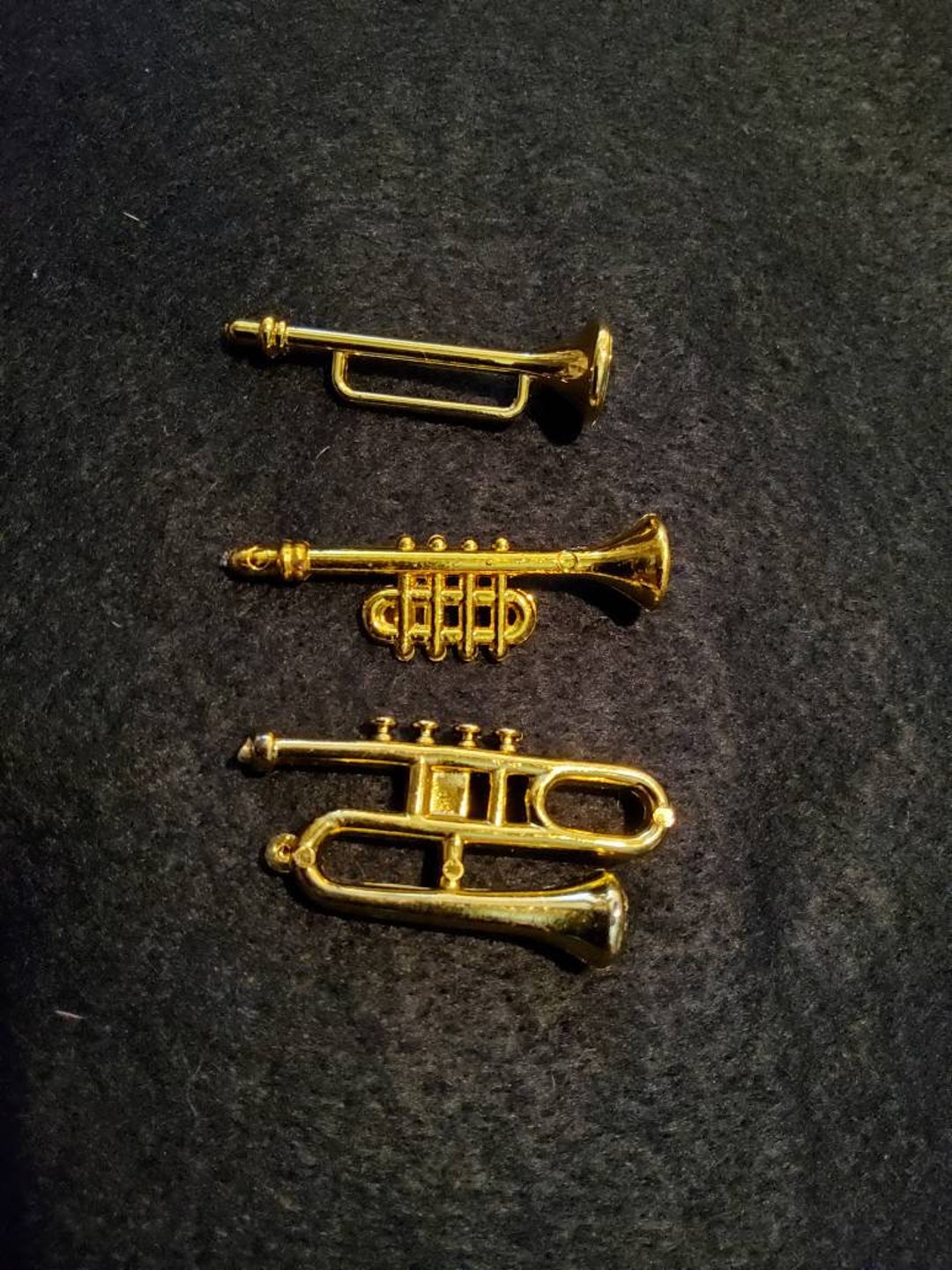 1:12 Brass Horn Set miniatures crafts barbie gnomes bugle trumpet ...