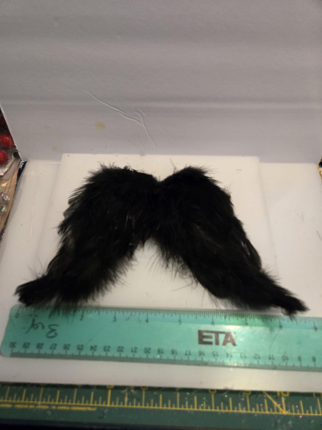 Mini 6 X 3 Inch Real Feather Wings! Resin Base With White or Black ...