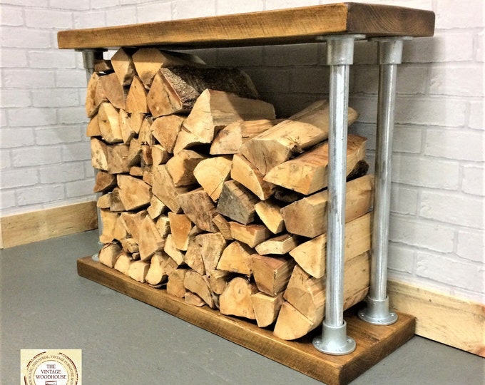Log Store, Indoor Log Holder, Rustic Industrial Look, Log Rack, Log ...