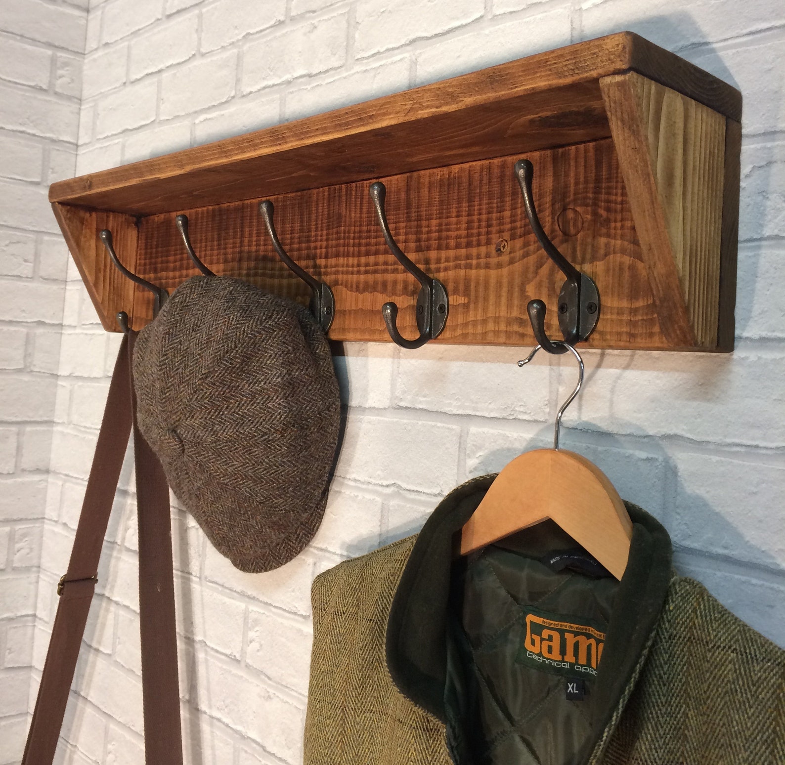 Coat Rack and Shoe Storage Box Hallway Set With Cast Iron Coat - Etsy UK