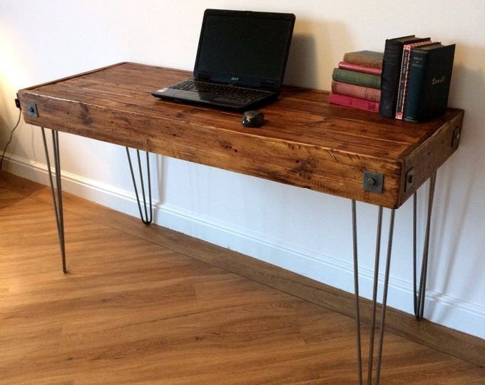 Reclaimed PC Desk-computer Desk-rustic Waxed Wood Industrial-table Desk ...
