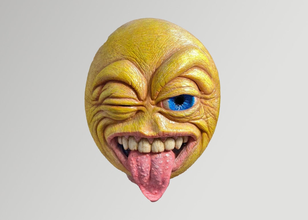 Wink Emoji Resin Half Mask Wearable With Adjustable Elastic Strap ...