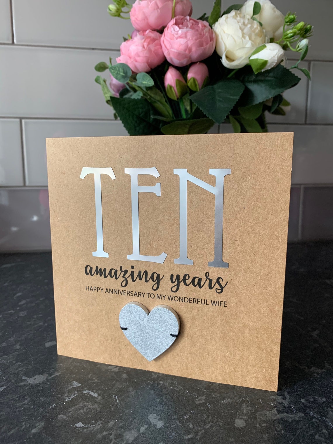 10th anniversary card tin anniversary card 10 year | Etsy