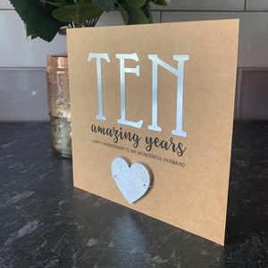 10th Anniversary Card, Tin Anniversary Card, 10 Year Personalised ...