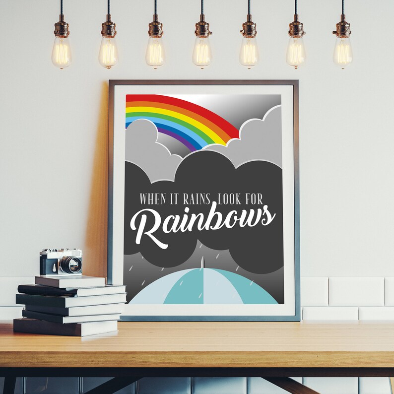 When It Rains Look for Rainbows Wall Art Clouds Rainbow - Etsy
