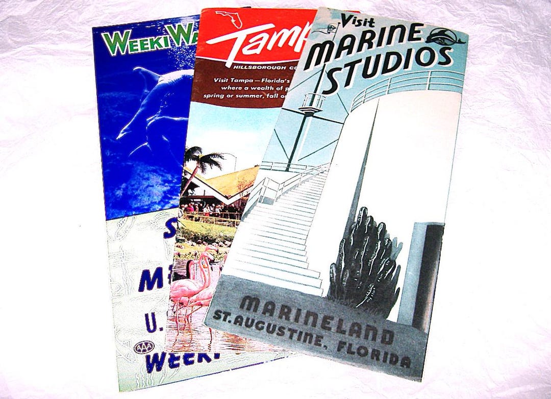 3 Vintage Florida Brochures • Marineland • Weeki Wachee • Tampa - Etsy