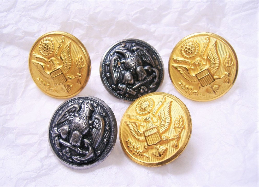 5 Metal Eagle Buttons Gold & Silver Waterbury Button Co. Conn - Etsy