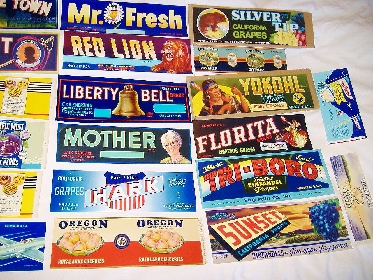 20 Vintage Box Labels for Wooden Crate, Can, Jars • Mixed Lot • Most ...