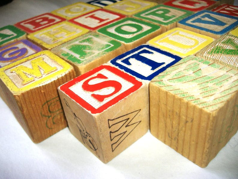26 Vintage Wooden Alphabet Blocks, Complete A Thru Z in a Small Size - Etsy