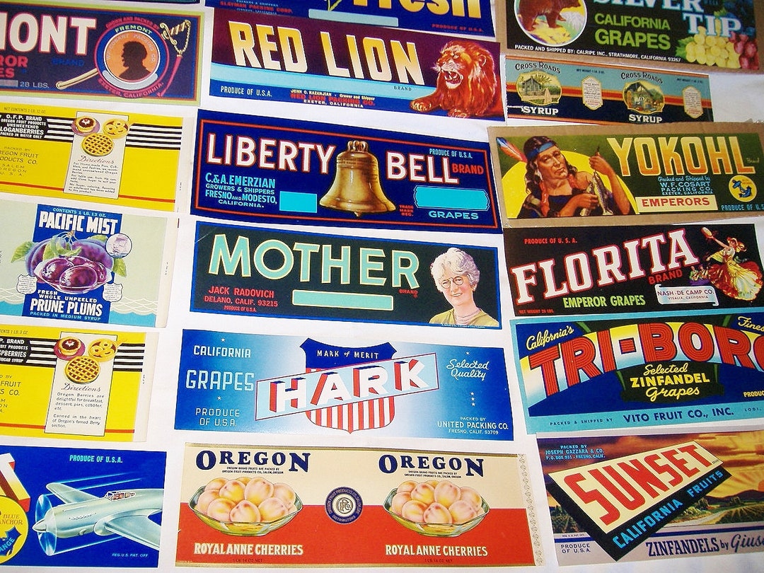 20 Vintage Box Labels for Wooden Crate Can Jars - Etsy