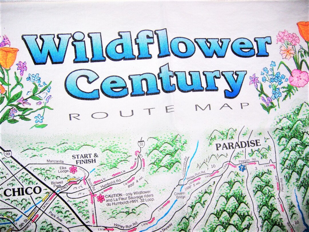 Vintage Wildflower Century Route Map Chico VELO Cycling Club Bandana - Etsy