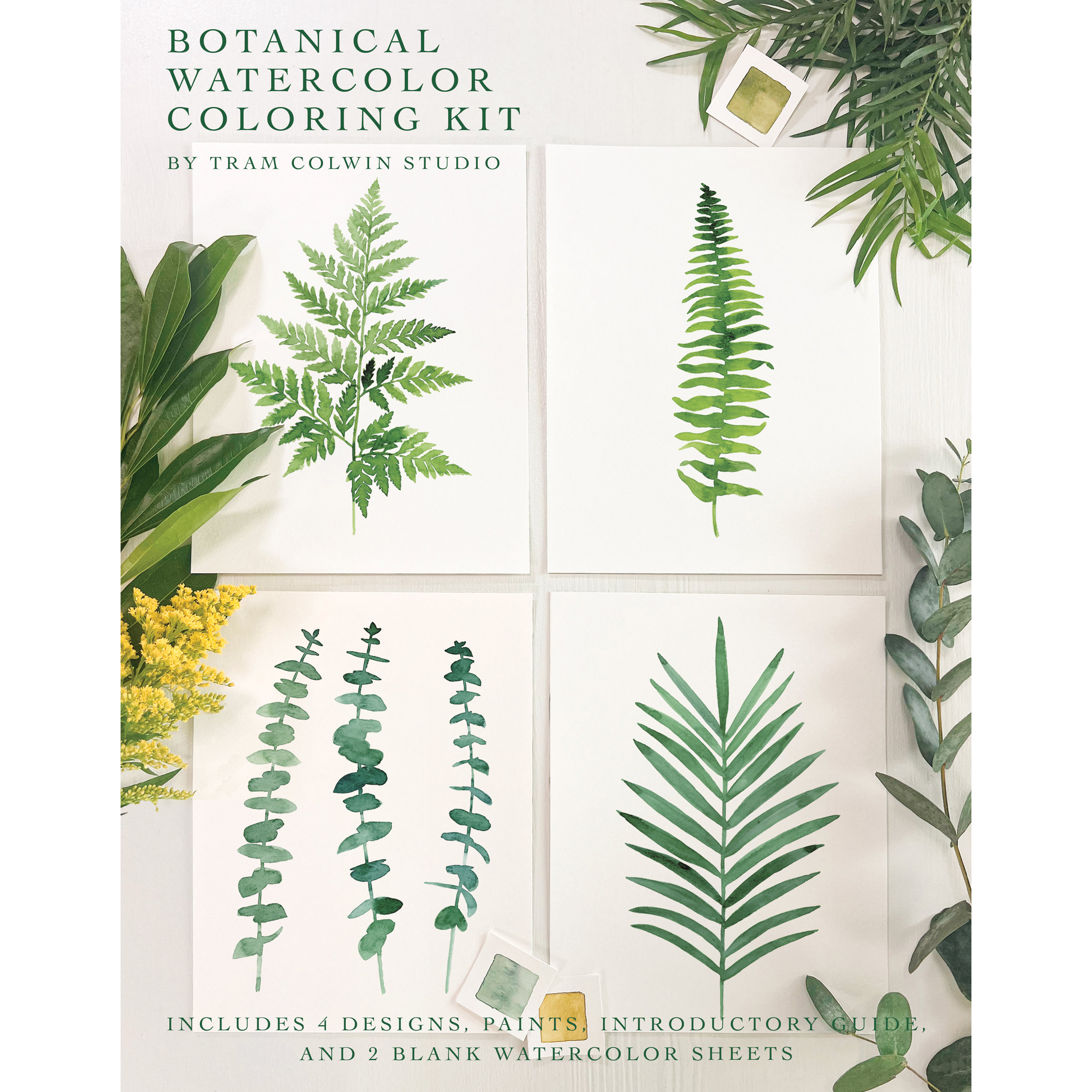 Botanical Watercolor Coloring Kit - Etsy