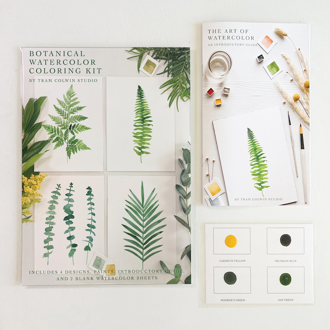 Botanical Watercolor Coloring Kit - Etsy