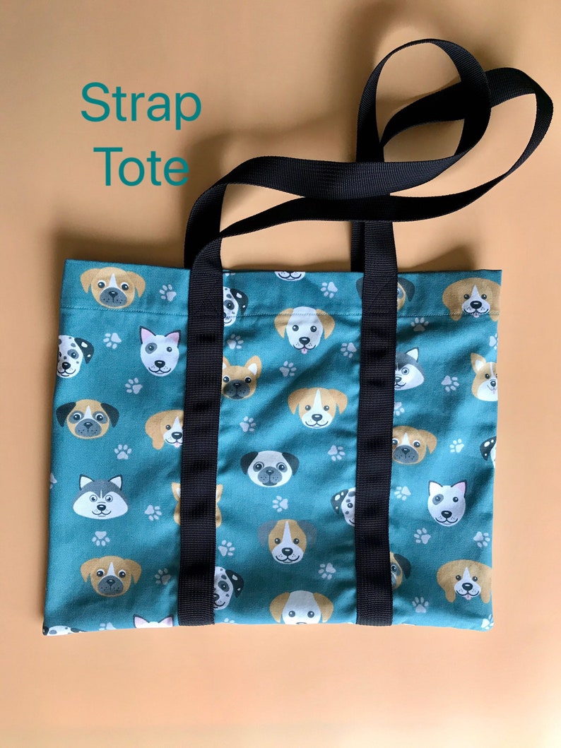 Teal Dog Print Tote Crossbody bag Strap Tote. Weekend bag | Etsy