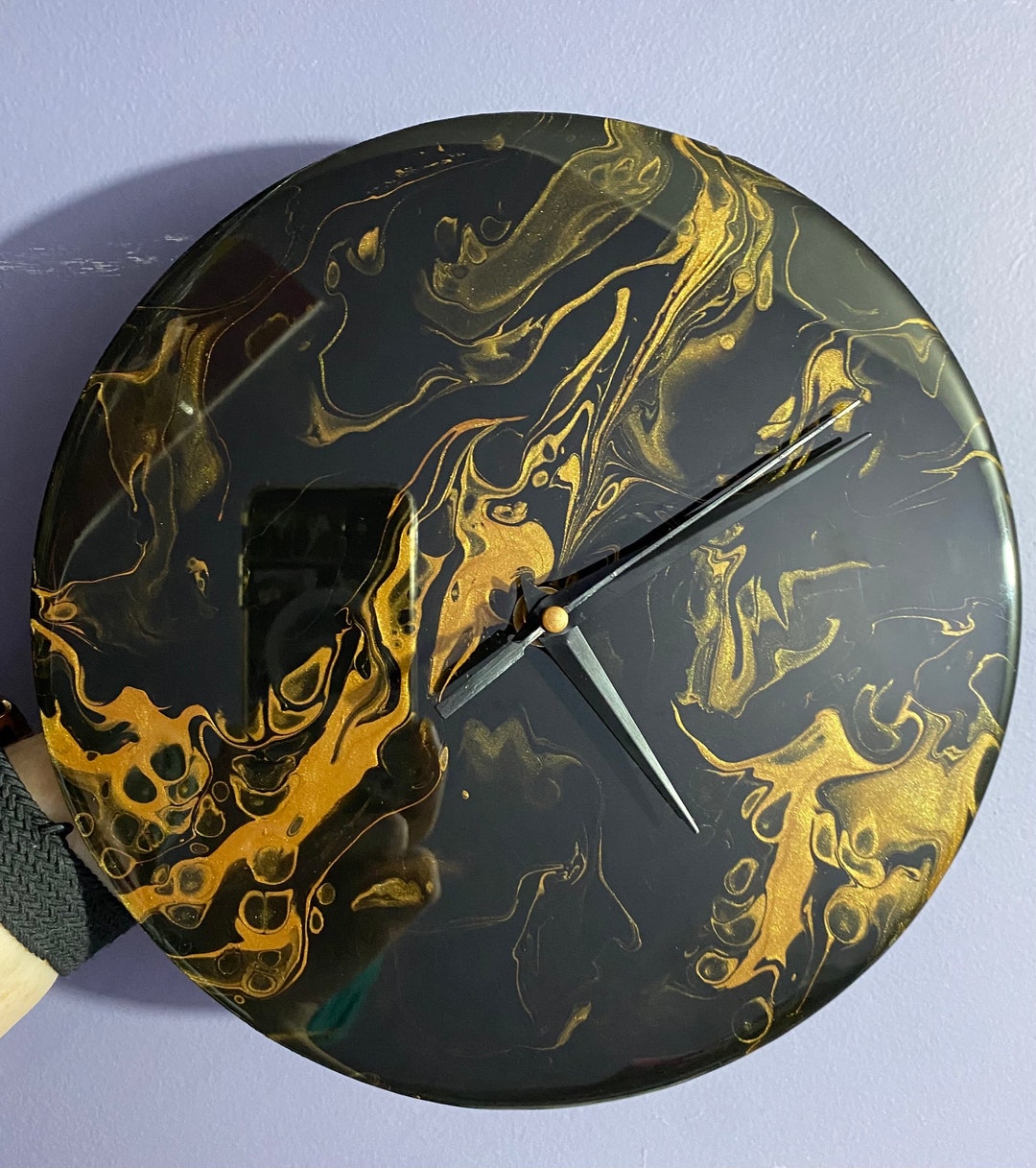 Acrylic Pouring Handmade Clock Covered in Epoxy Glass Resin. - Etsy